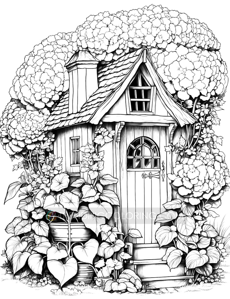 101 Enchanted Fairy House Coloring Pages - Instant Download - Printabl ...