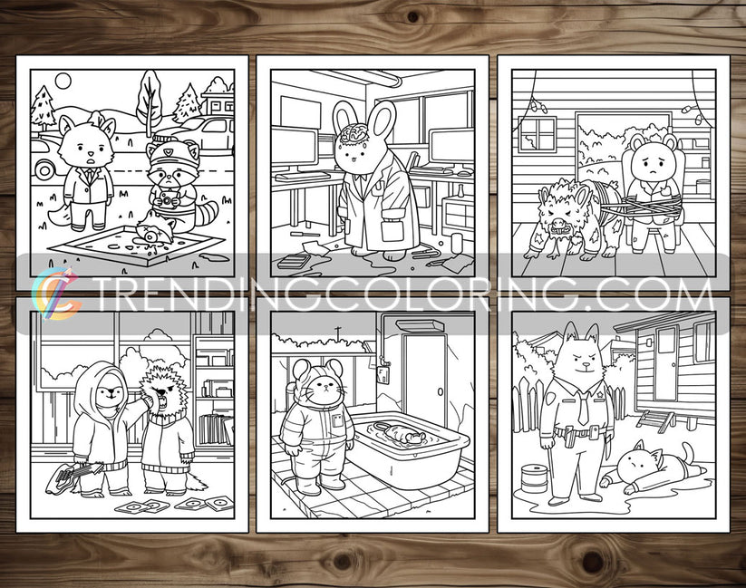 30 Cozy Crime Scenes 1 Cute and Simple Coloring Pages - PDF Download ...