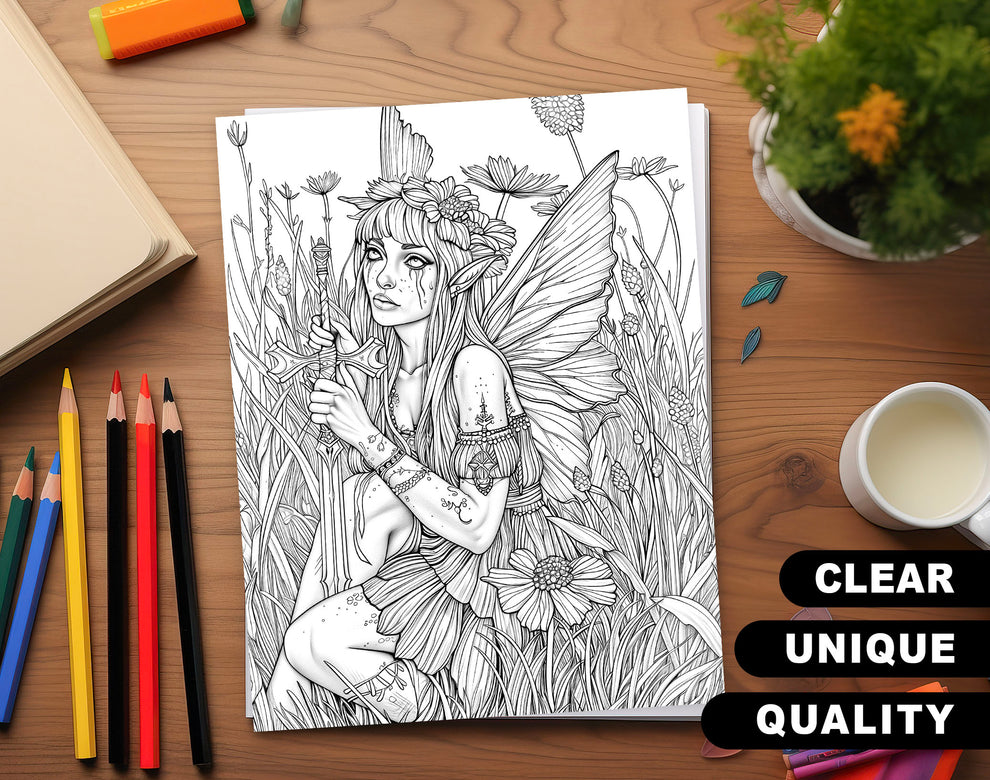 60 Dark Fairies 2 Coloring Pages - Instant Download - Printable PDF ...