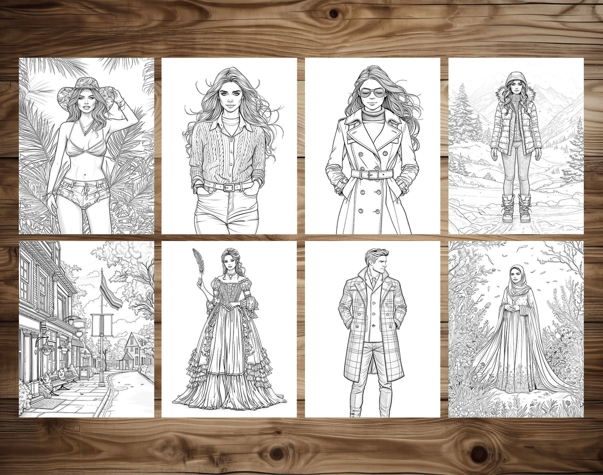 75 Fashion Through Ages Coloring Pages - Instant Download - Printable ...
