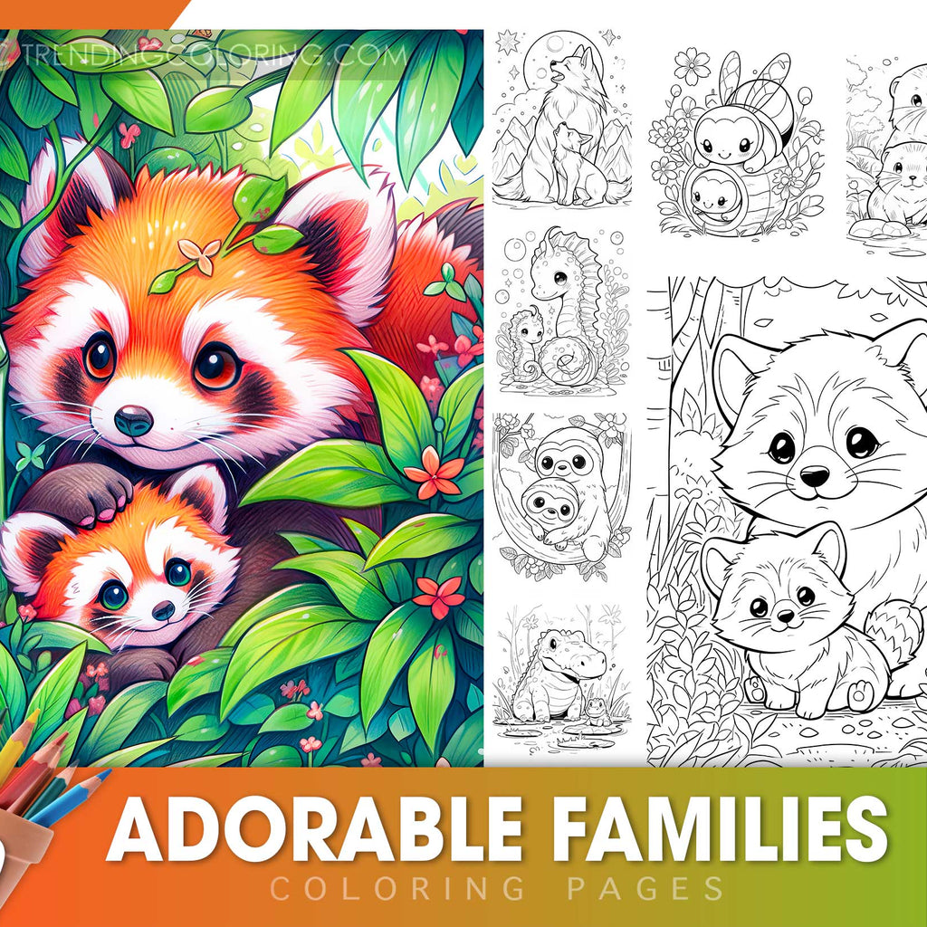 60 Adorable Families Coloring Pages - Instant Download - Printable ...