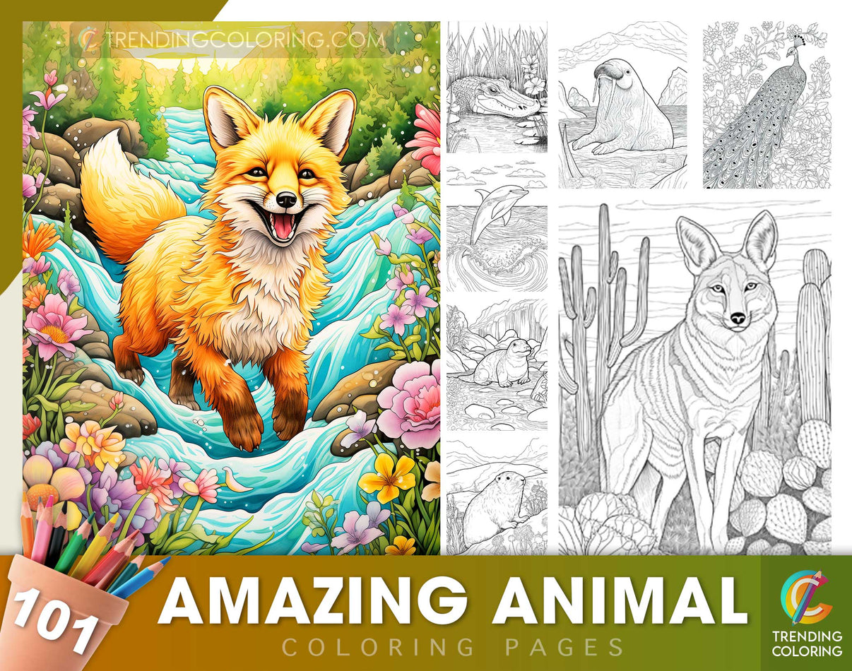 101 Amazing Animal Coloring Pages - Instant Download - Printable ...