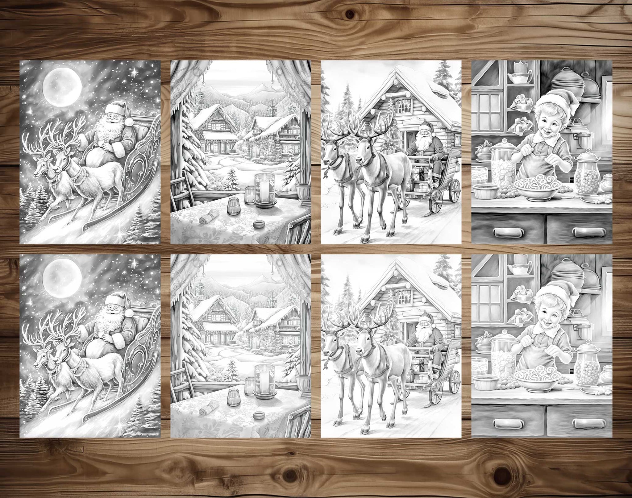50 Christmas Vibes Grayscale Coloring Pages - Instant Download - Print ...
