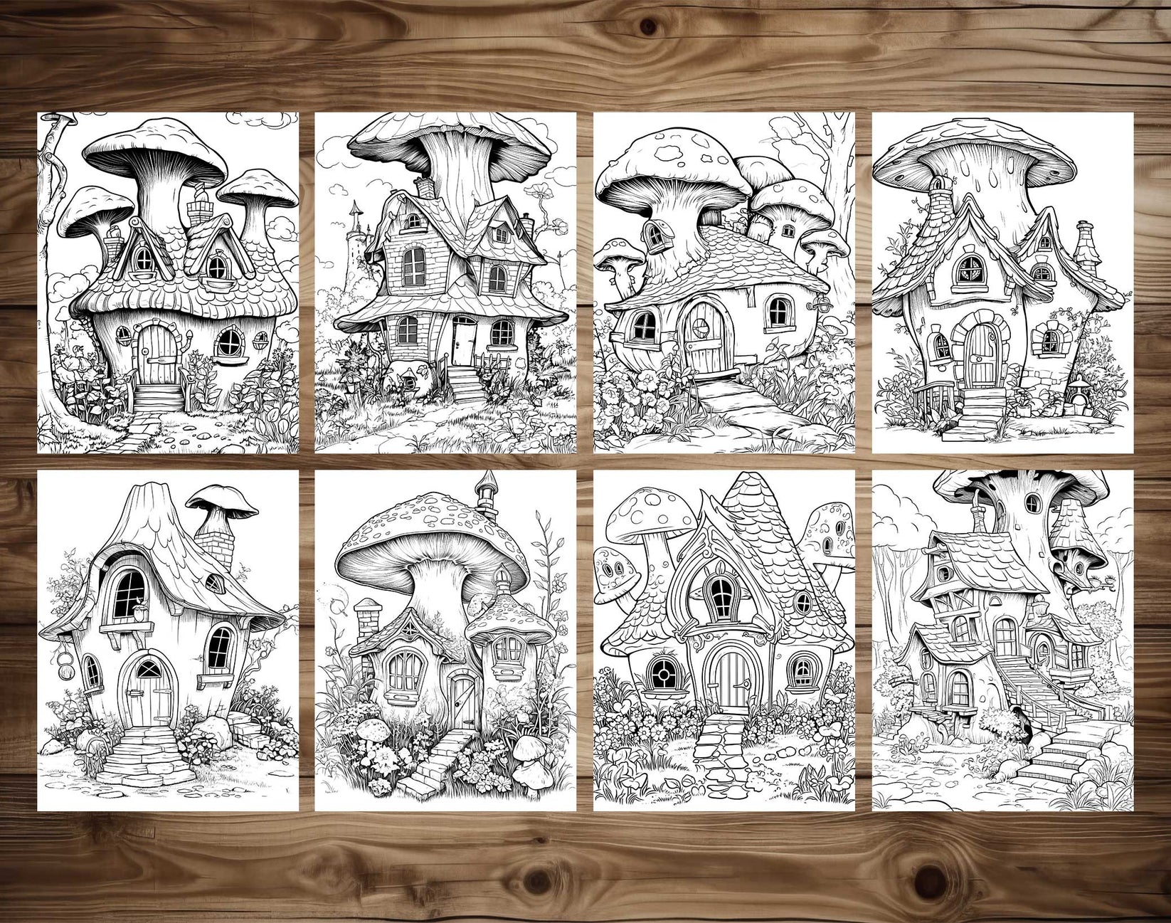 101 Enchanted Fairy House Coloring Pages - Instant Download - Printabl ...