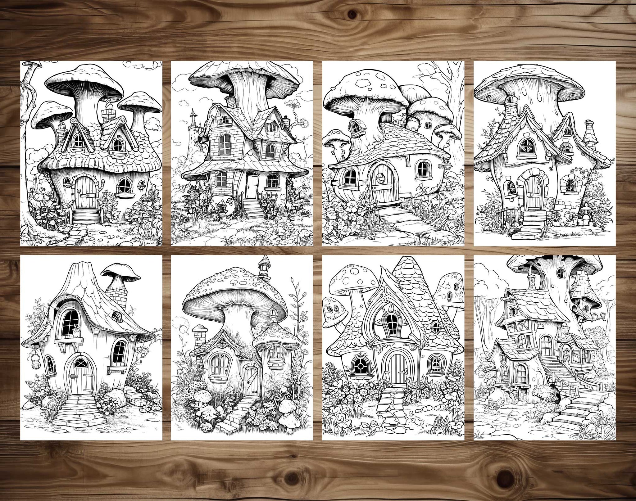101 Enchanted Fairy House Coloring Pages - Instant Download - Printabl ...
