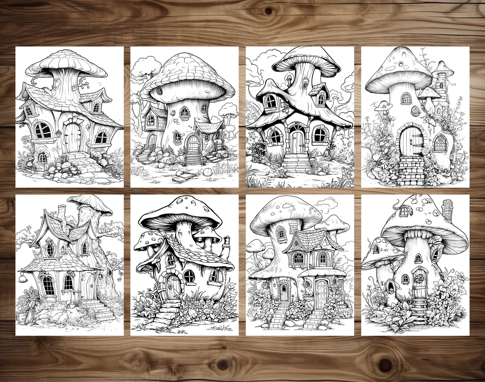 101 Enchanted Fairy House Coloring Pages - Instant Download - Printabl ...
