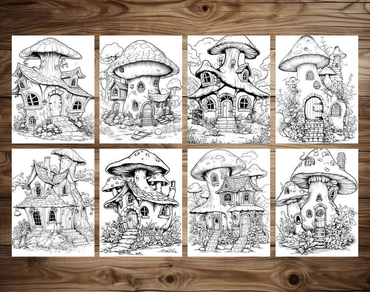 101 Enchanted Fairy House Coloring Pages - Instant Download - Printabl ...