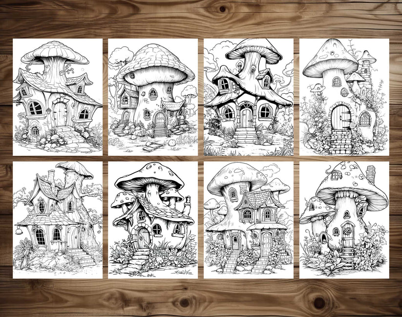 101 Enchanted Fairy House Coloring Pages - Instant Download - Printabl ...