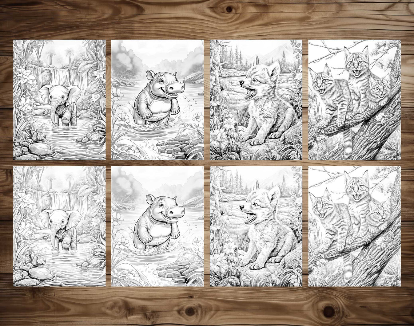 50 Spring Critter Grayscale Coloring Pages - Instant Download - Printa ...
