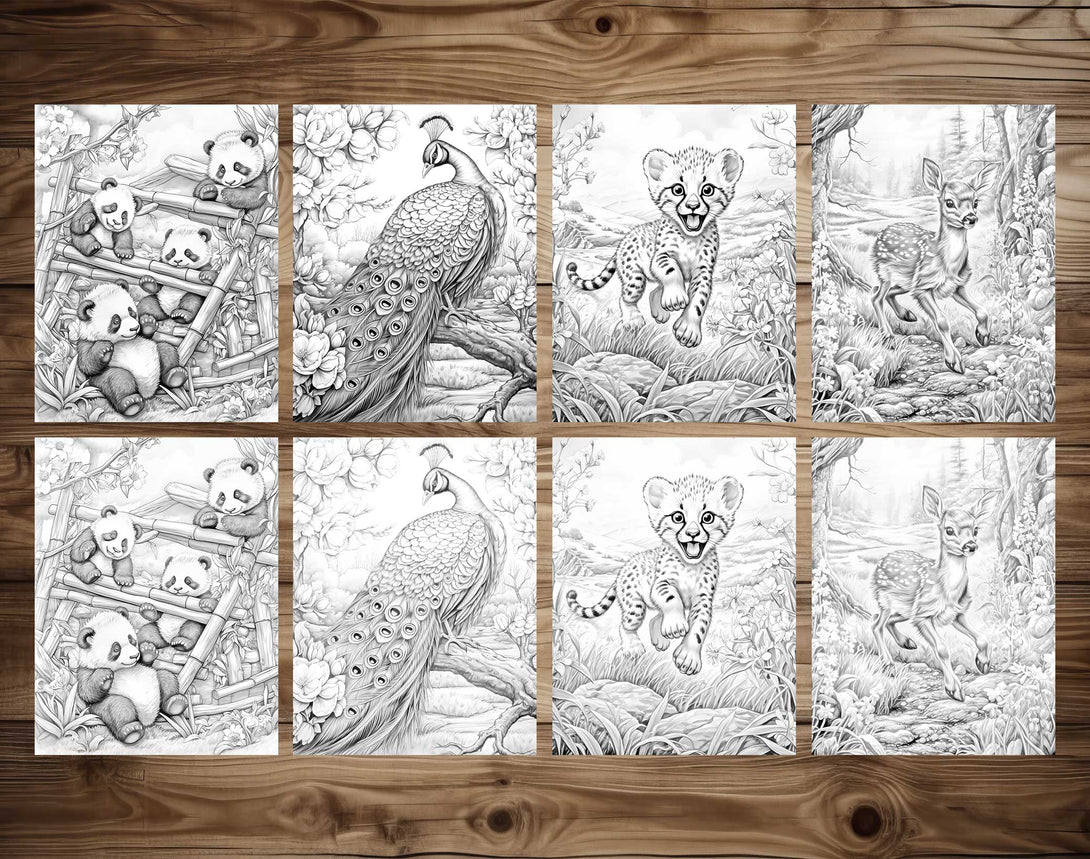 50 Spring Critter Grayscale Coloring Pages - Instant Download - Printa – Trending Coloring