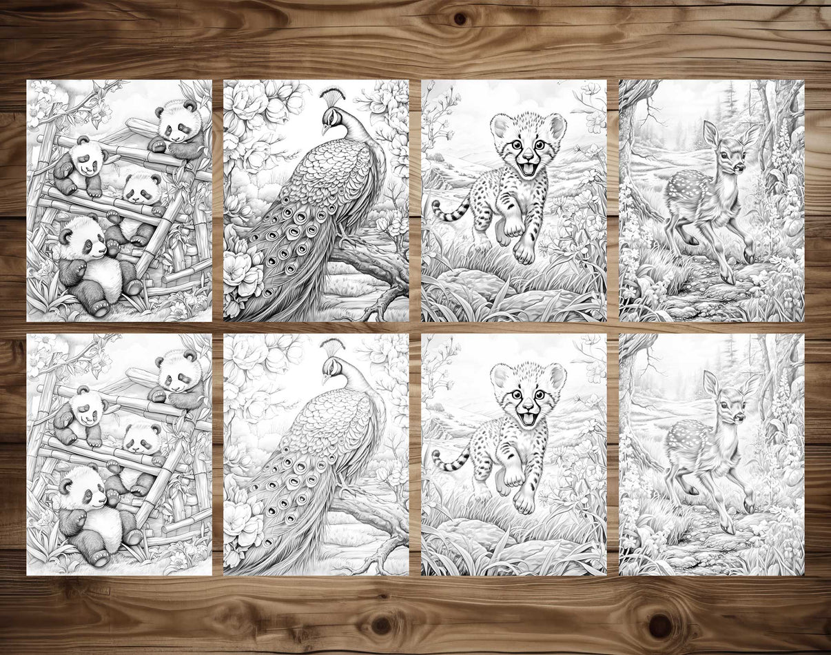 50 Spring Critter Grayscale Coloring Pages - Instant Download - Printa ...