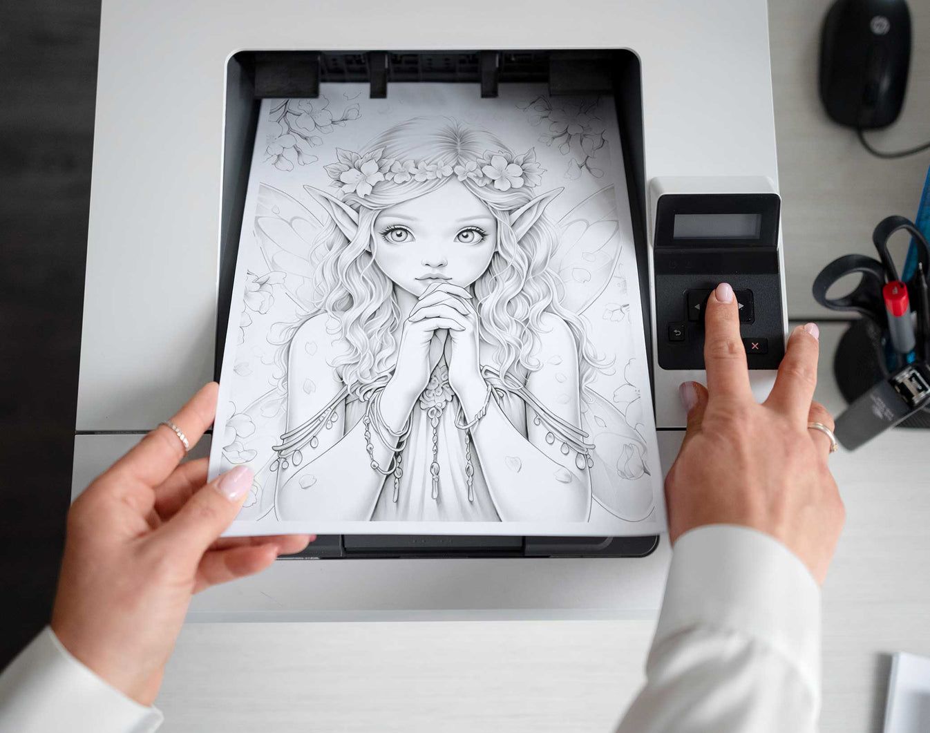 50 Spring Fairy Grayscale Coloring Pages - Instant Download - Printabl ...
