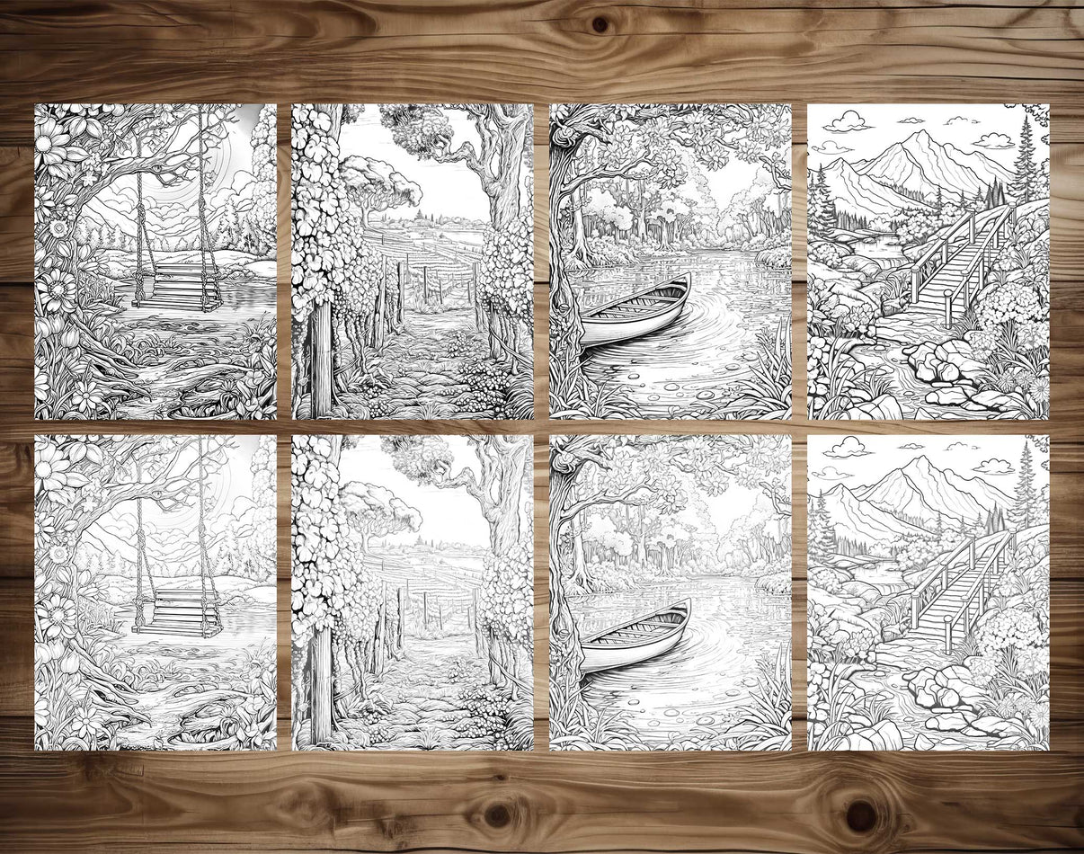 50 Springtime Grayscale Coloring Pages - Instant Download - Printable ...