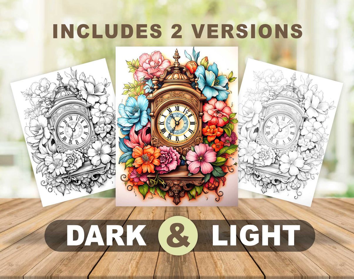 50 Vintage Spring Object Grayscale Coloring Pages - Instant Download ...