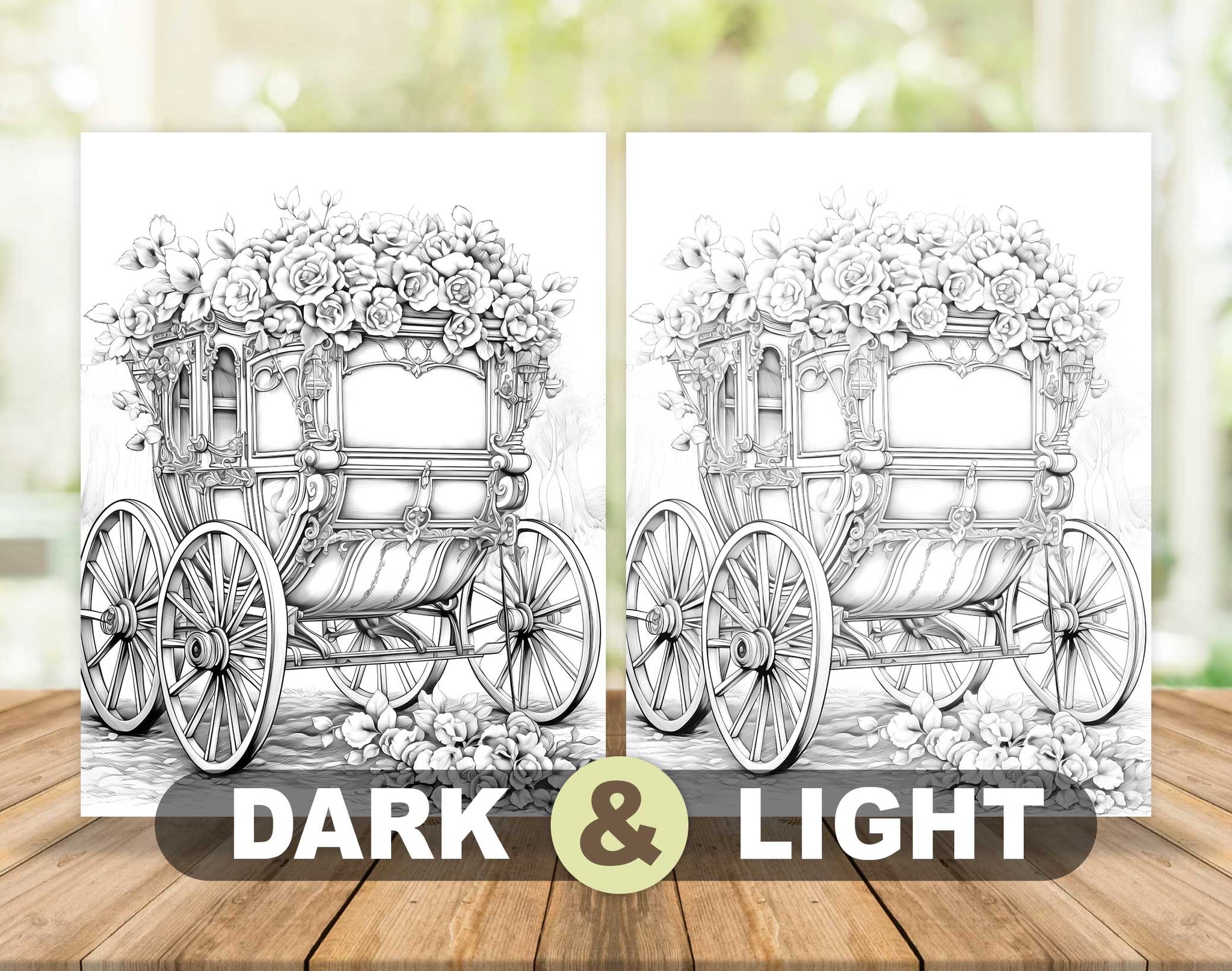 50 Vintage Spring Object Grayscale Coloring Pages - Instant Download ...