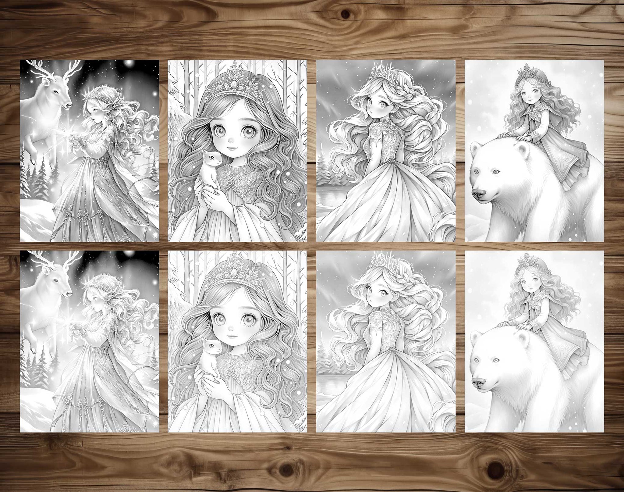 50 Winter Princess Adventure Coloring Pages - Instant Download - Print ...