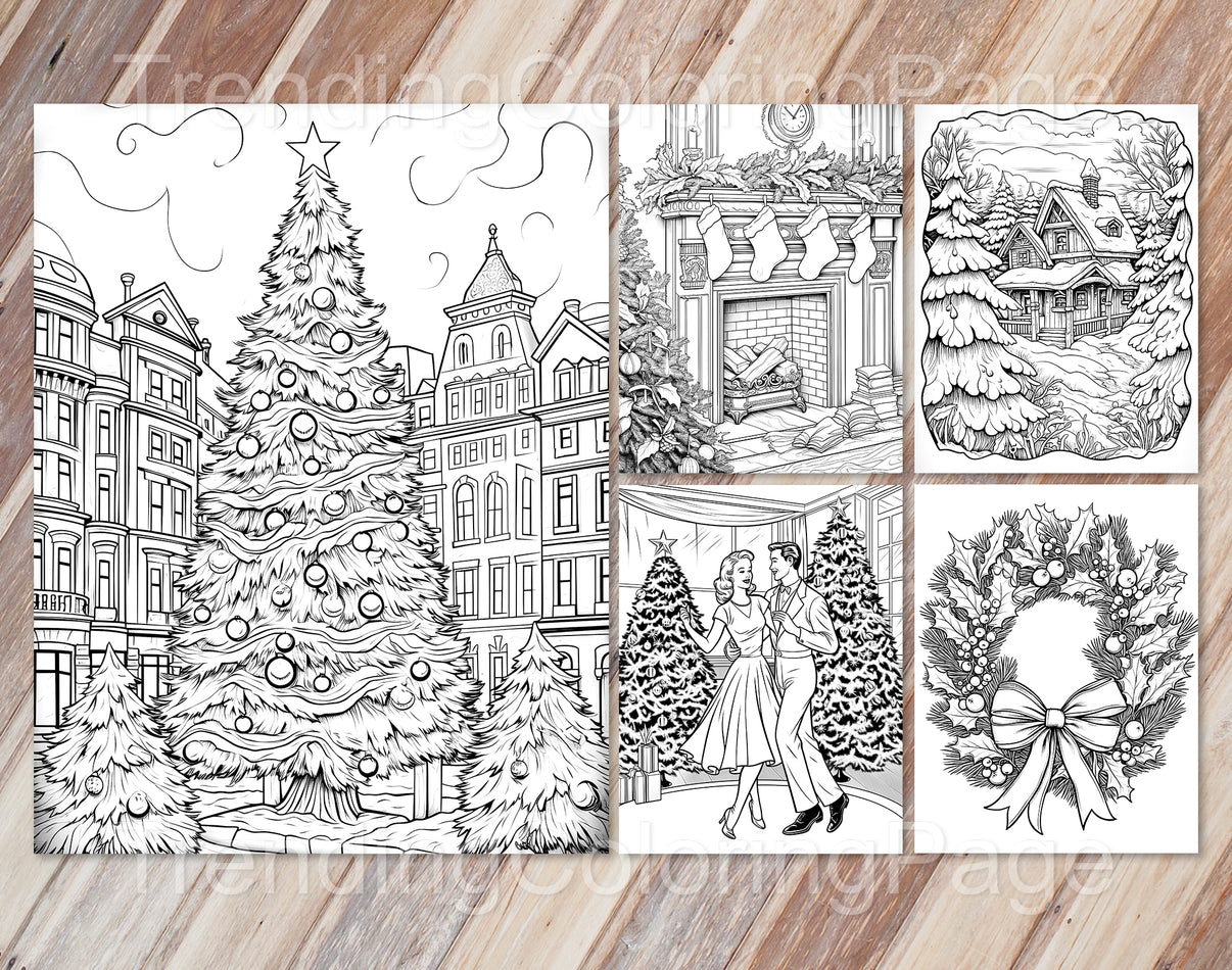 50 Vintage Christmas Coloring Pages - Instant Download - Printable PDF ...