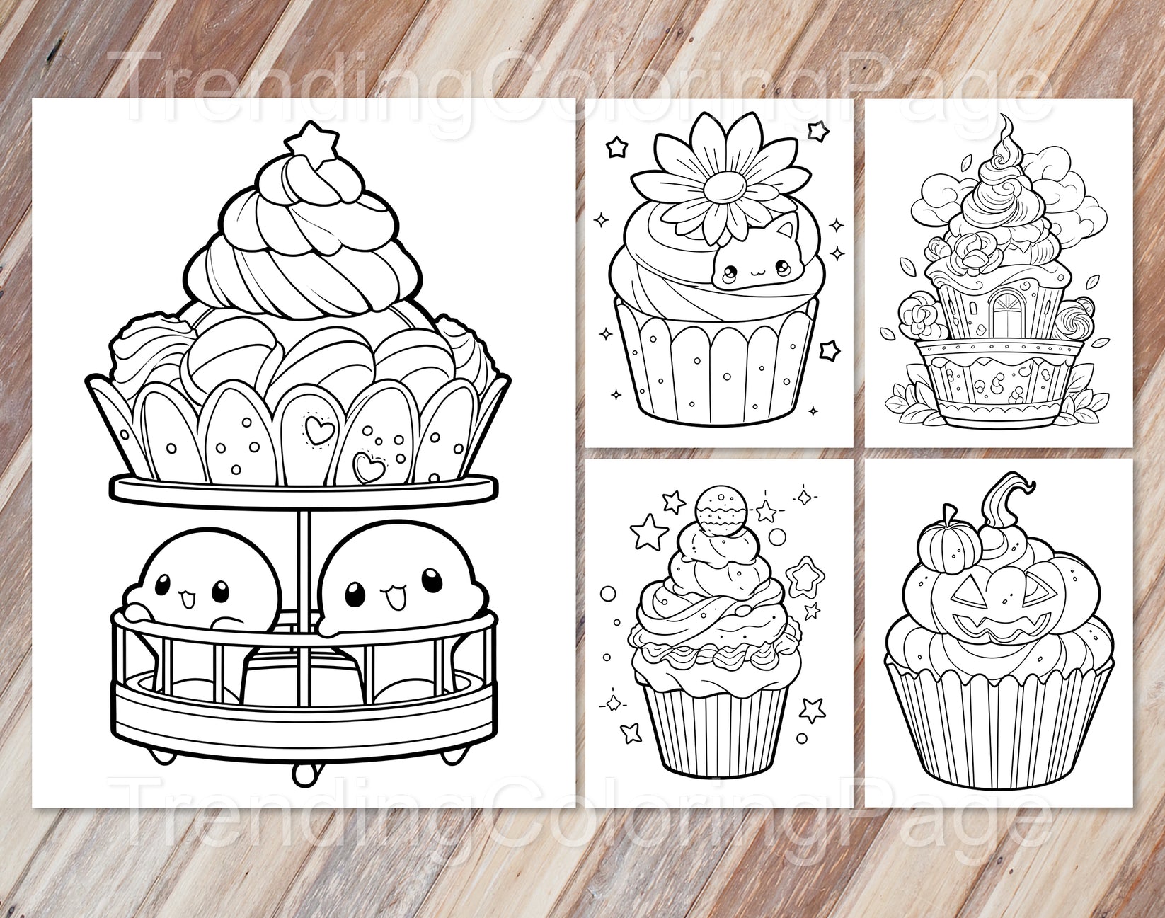 30 Adorable Cupcake Coloring Pages - Instant Download - Printable PDF ...