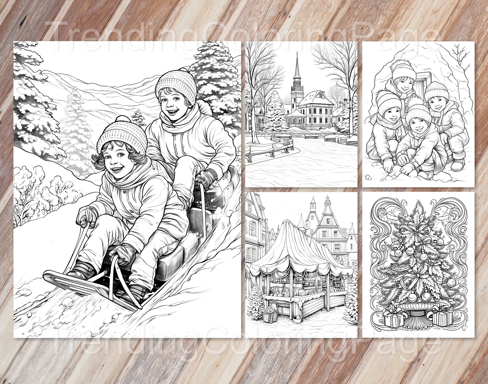 50 Vintage Christmas Coloring Pages - Instant Download - Printable PDF ...