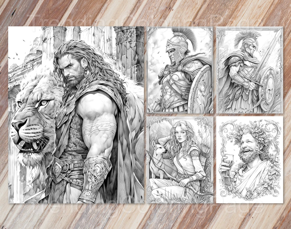 25 Greek Mythology Grayscale Coloring Pages - Instant Download - Print ...
