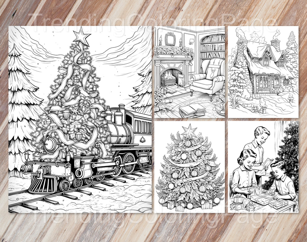 50 Vintage Christmas Coloring Pages - Instant Download - Printable PDF ...
