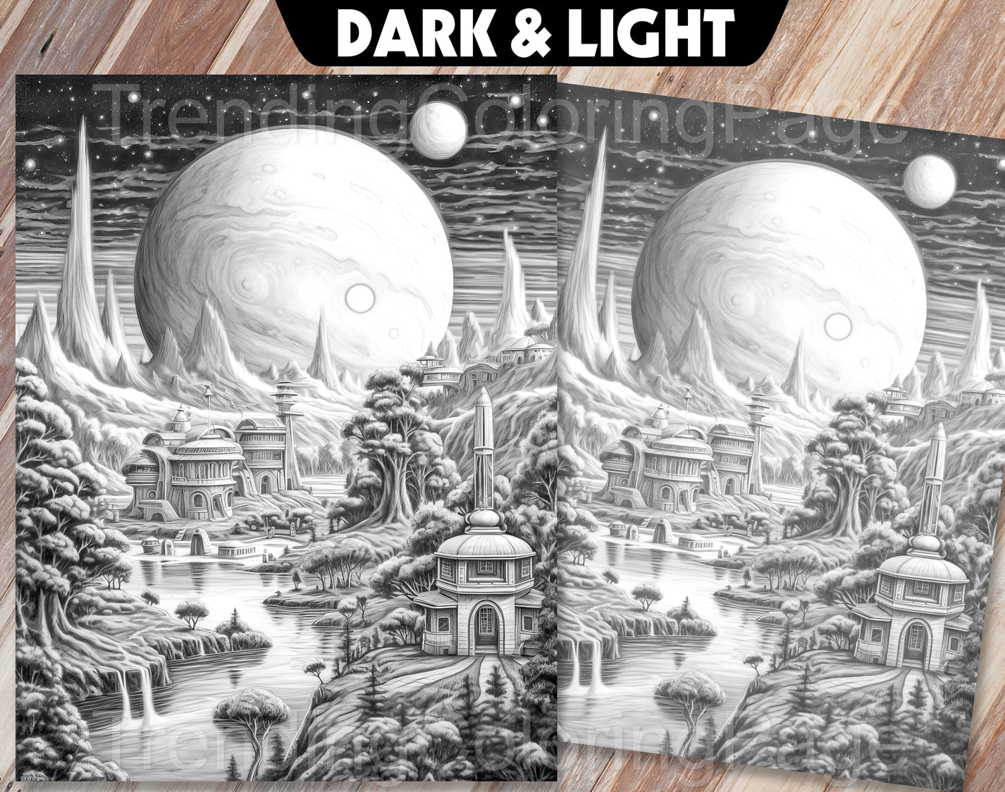 30 The Future of the Universe Grayscale Coloring Pages - Instant Downl ...
