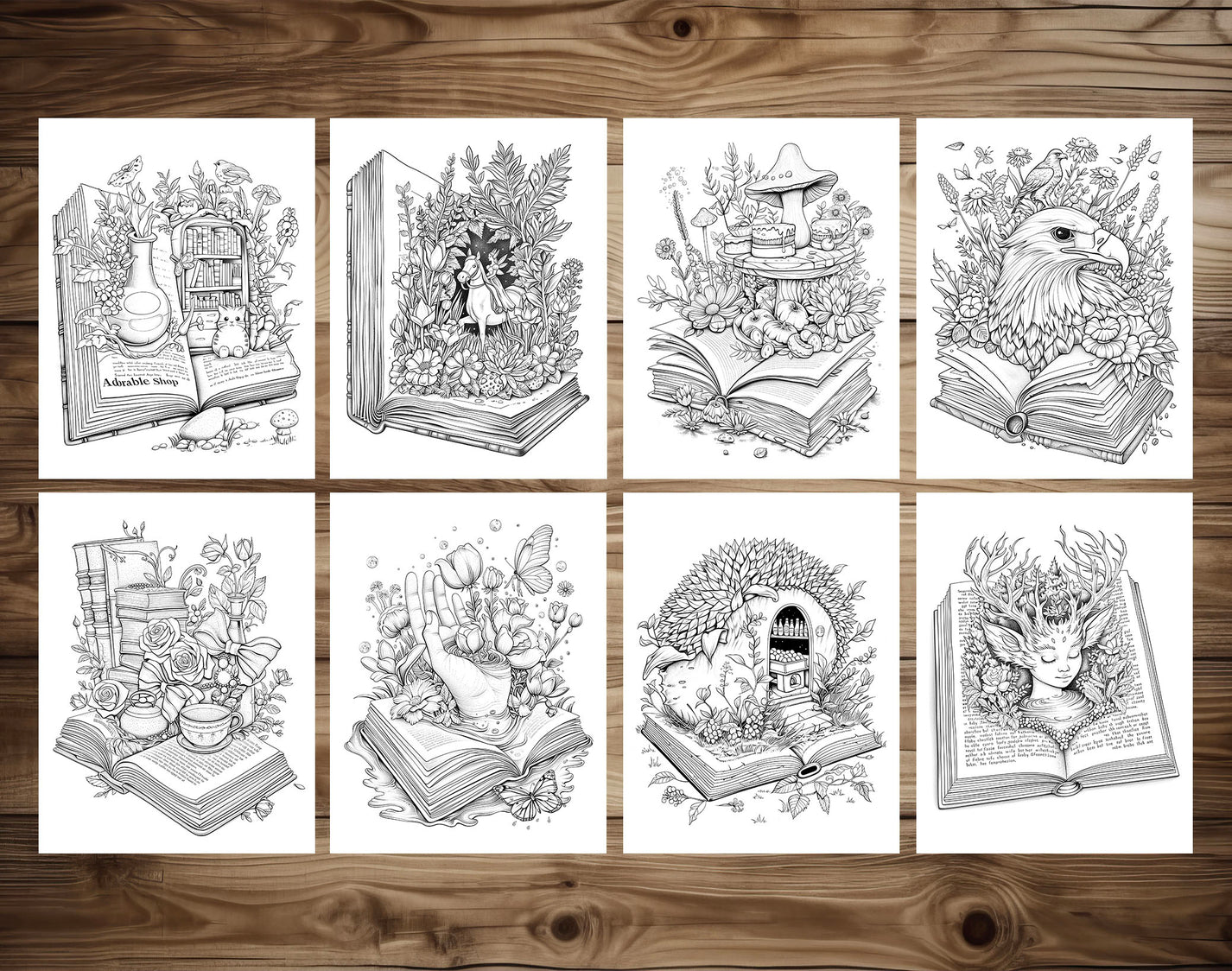 101 Open Magic Book Coloring Pages - Instant Download - Printable PDF ...