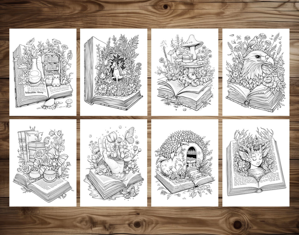 101 Open Magic Book Coloring Pages - Instant Download - Printable PDF ...
