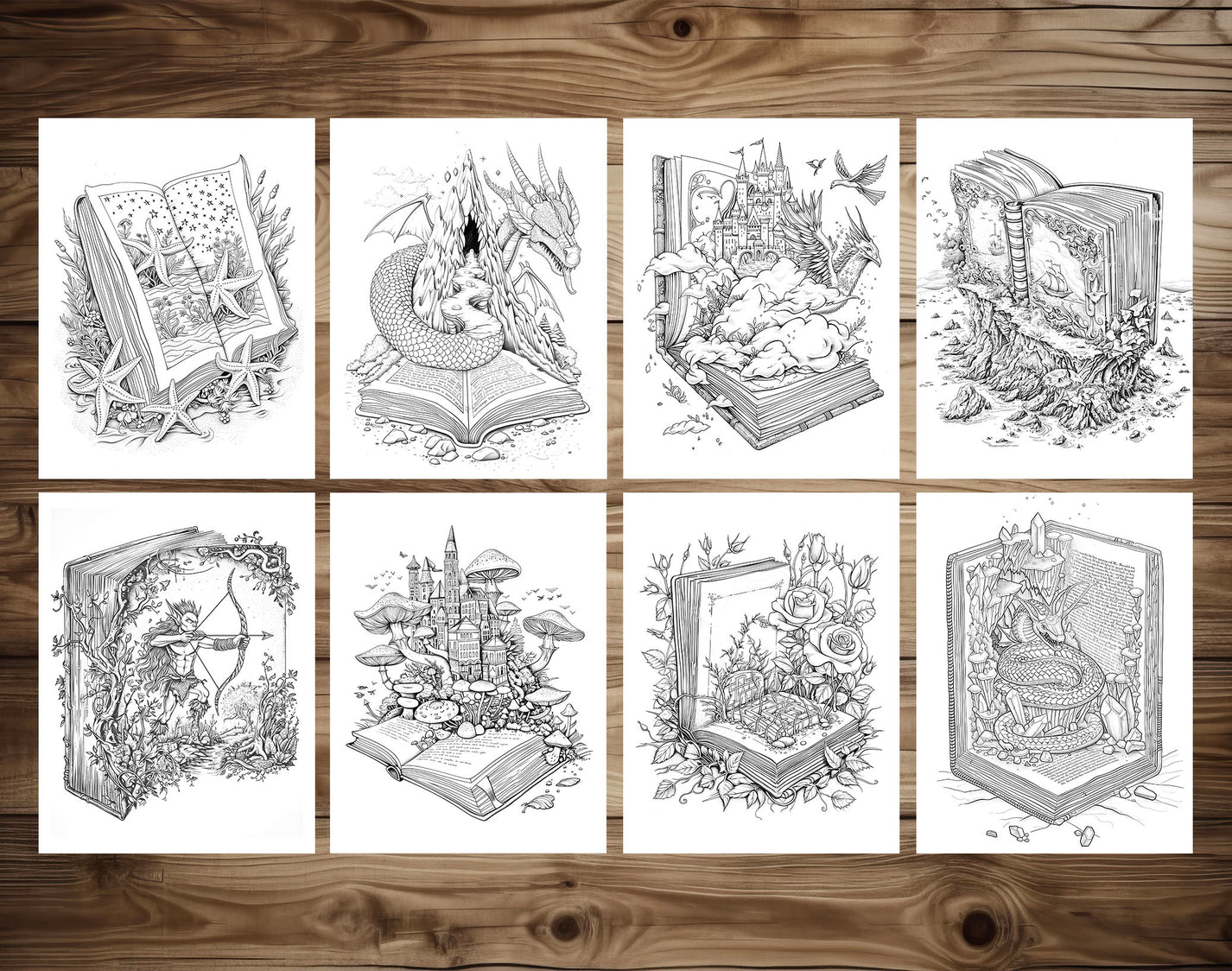 101 Open Magic Book Coloring Pages - Instant Download - Printable PDF ...