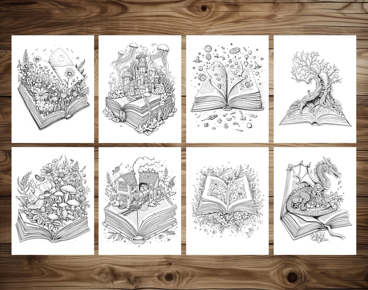 101 Open Magic Book Coloring Pages - Instant Download - Printable PDF ...