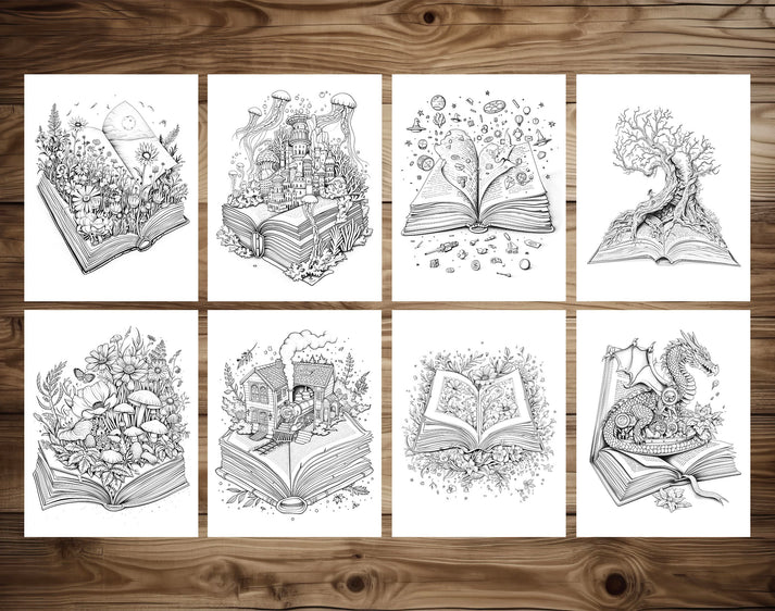 101 Open Magic Book Coloring Pages - Instant Download - Printable PDF ...