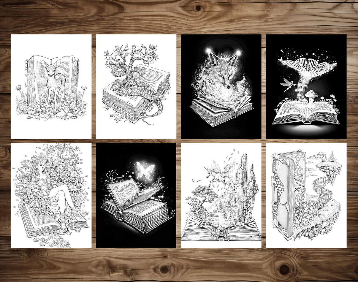 101 Open Magic Book Coloring Pages - Instant Download - Printable PDF ...