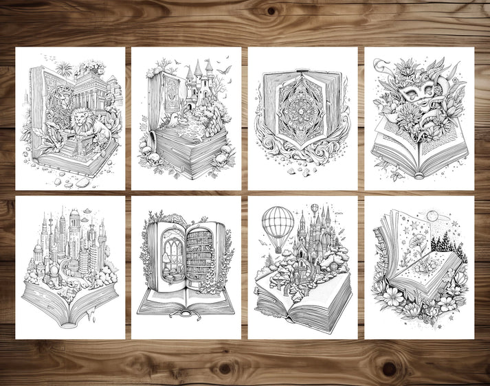 101 Open Magic Book Coloring Pages - Instant Download - Printable PDF ...