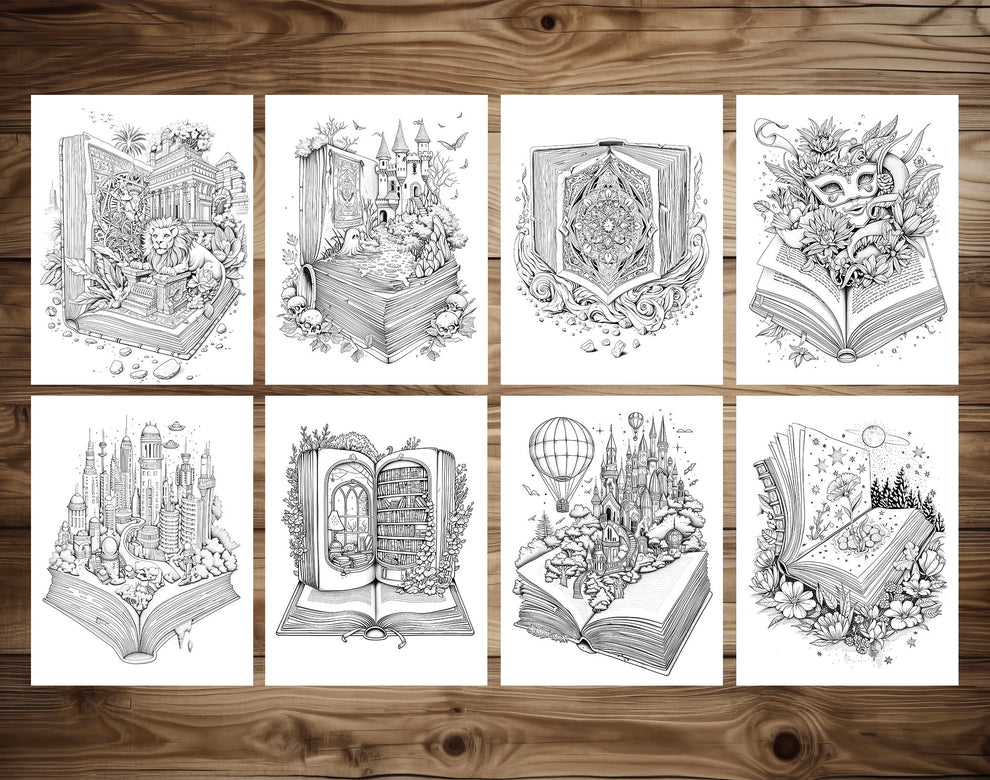 101 Open Magic Book Coloring Pages - Instant Download - Printable PDF ...