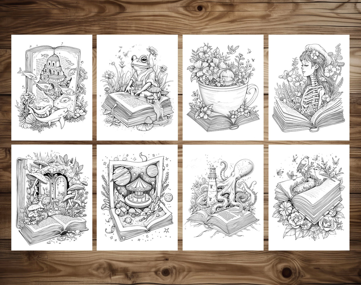 101 Open Magic Book Coloring Pages - Instant Download - Printable PDF ...