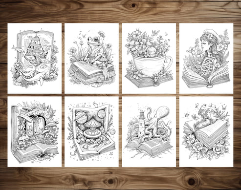 101 Open Magic Book Coloring Pages - Instant Download - Printable PDF ...