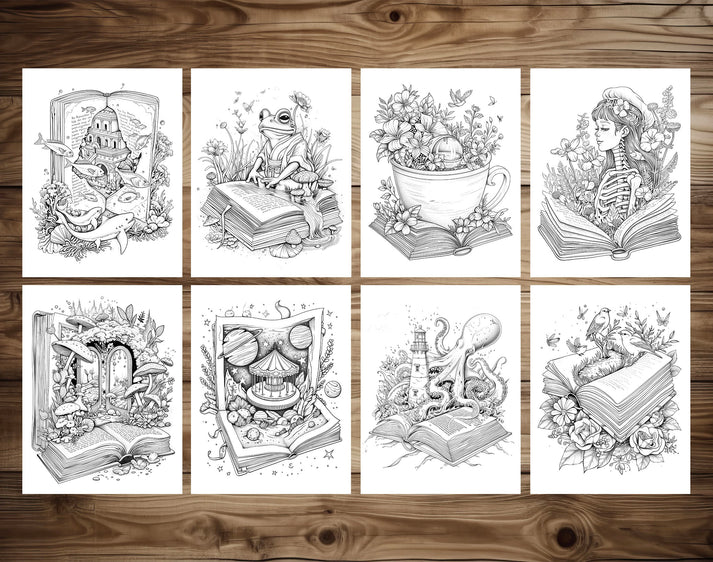 101 Open Magic Book Coloring Pages - Instant Download - Printable PDF ...