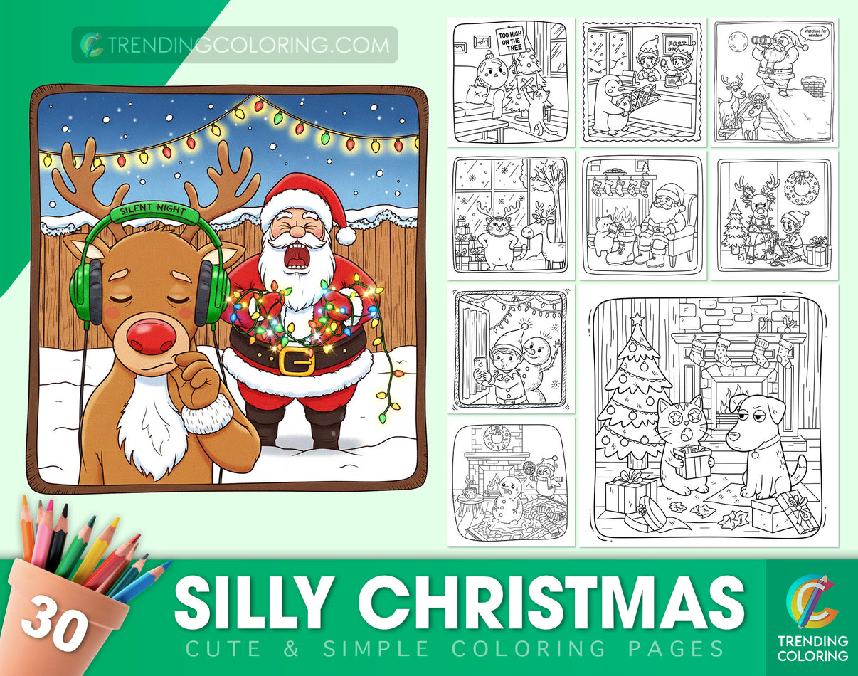 30 Silly Christmas Cute and Simple Coloring Pages - PDF Download ...
