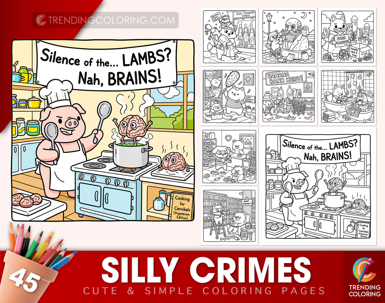 45 Silly Crimes Cute and Simple Coloring Pages - PDF Download ...