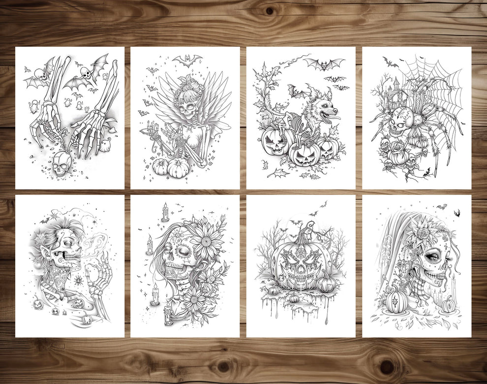 55 Spirits of Halloween - Santa Muerte Coloring Pages - Instant Downlo ...