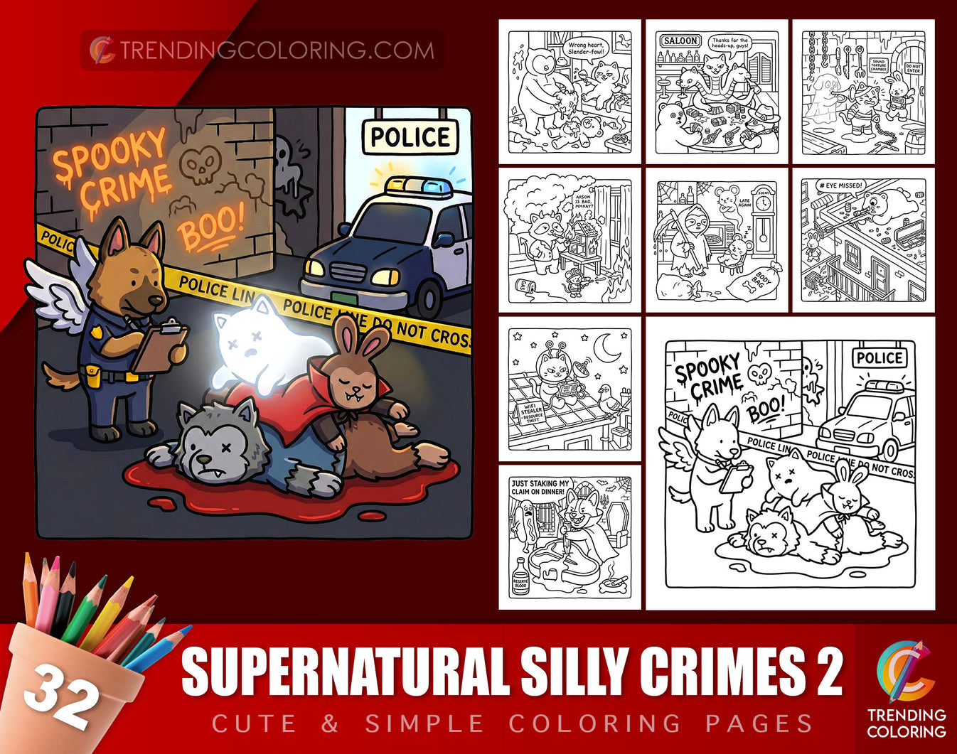 32 Supernatural Silly Crimes 2 Cute and Simple Coloring Pages - PDF Do ...