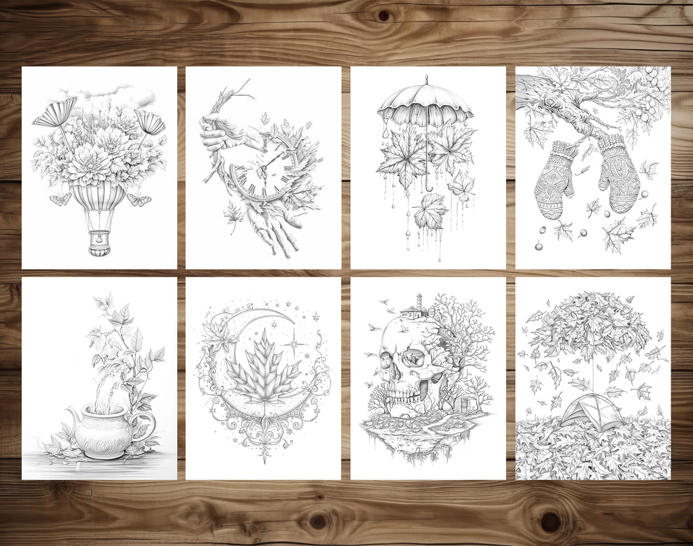 85 Surrealism Autumn Coloring Pages - Instant Download - Printable PDF ...