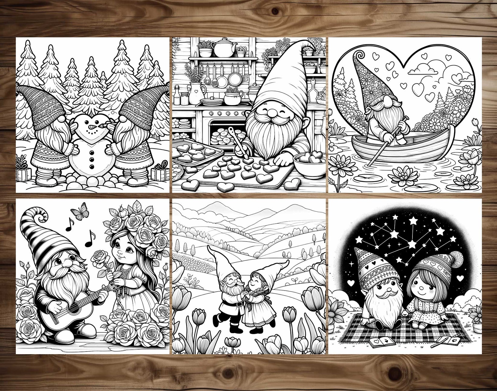 50 Valentine Gnome Coloring Pages - Instant Download - Printable PDF ...